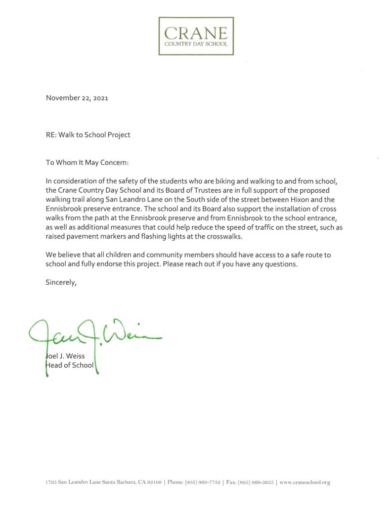 Walk Montecito Endorsement Letters - Santa Barbara Bucket Brigade